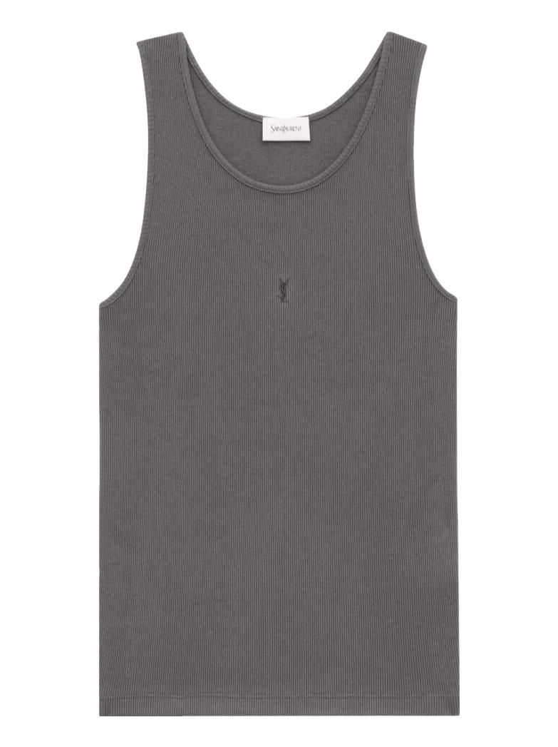 SAINT LAURENT Saint Laurent Cassandre Ribbed Tank Top