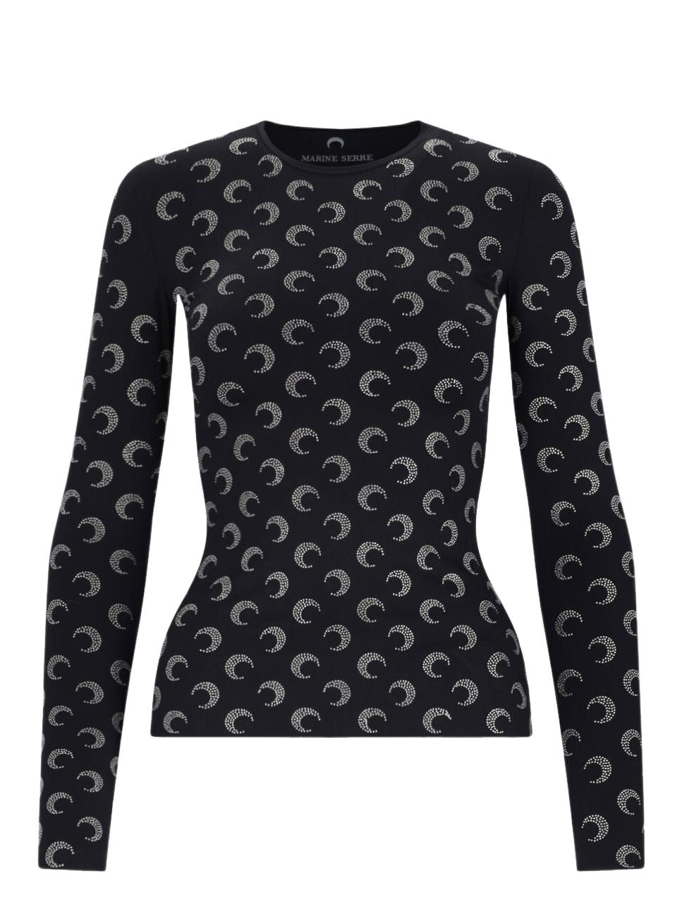 MARINE SERRE Marine Serre Moon Print Crewneck Long Sleeve T-Shirt