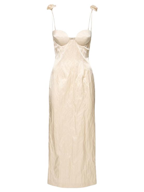 MAGDA BUTRYM Magda Butrym Cotton Blend Midi Dress with Flower Appliqués
