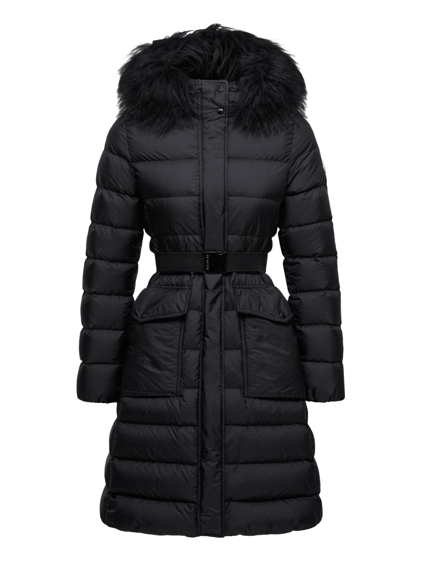 MONCLER Moncler Khloesse Long Down Jacket with Shearling Trim