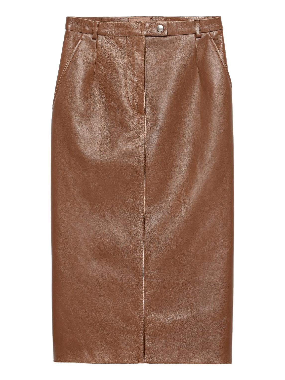 PRADA Prada Leather Midi Skirt