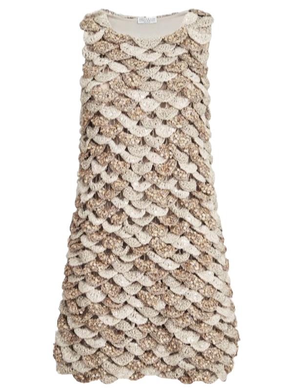 BRUNELLO CUCINELLI Brunello Cucinelli Handmade Shell Opera Knit Mini Dress