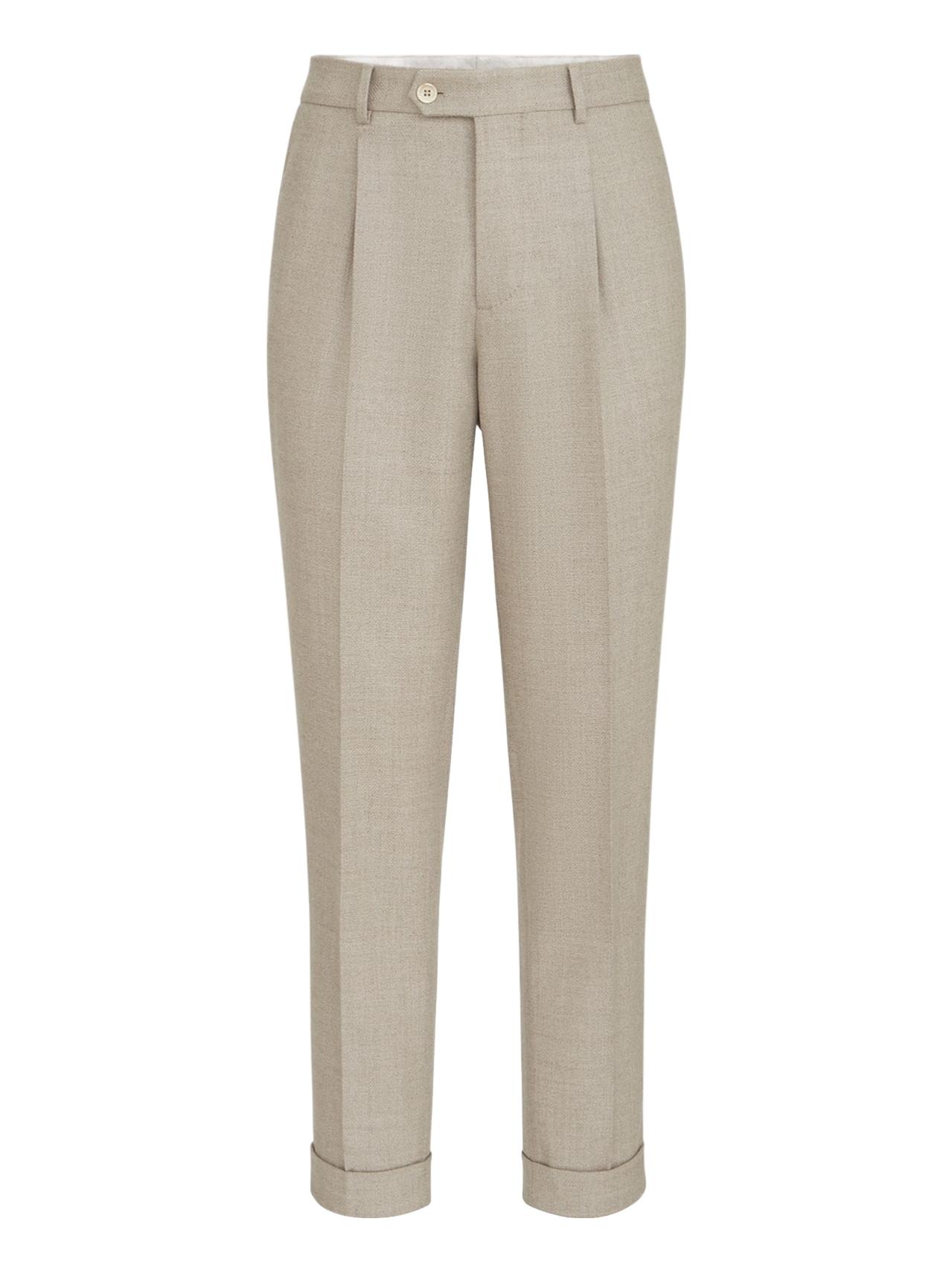 BRUNELLO CUCINELLI Brunello Cucinelli Virgin Wool Mouliné-Twill Pleated Trousers