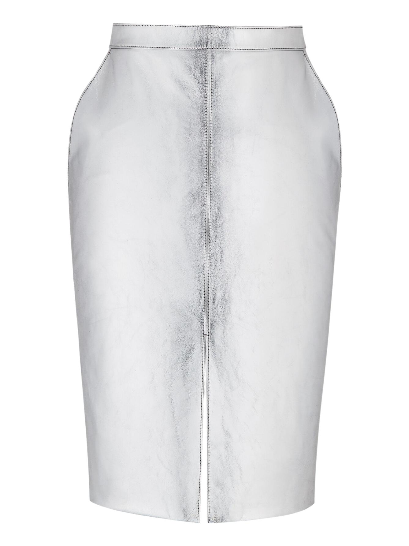 SAINT LAURENT Saint Laurent Metallic Leather Pencil Skirt