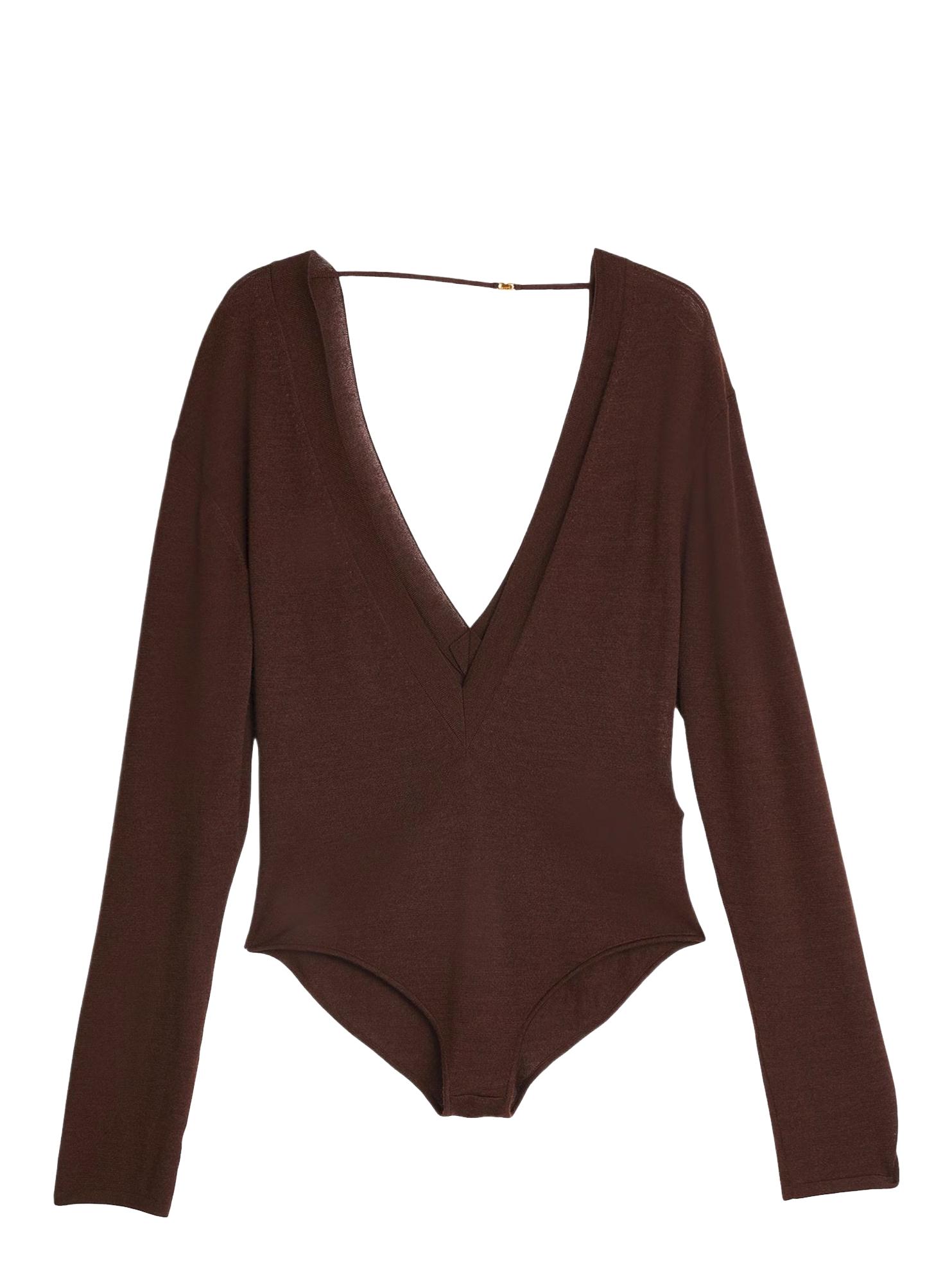 SAINT LAURENT Saint Laurent Long-Sleeved V-Neck Bodysuit
