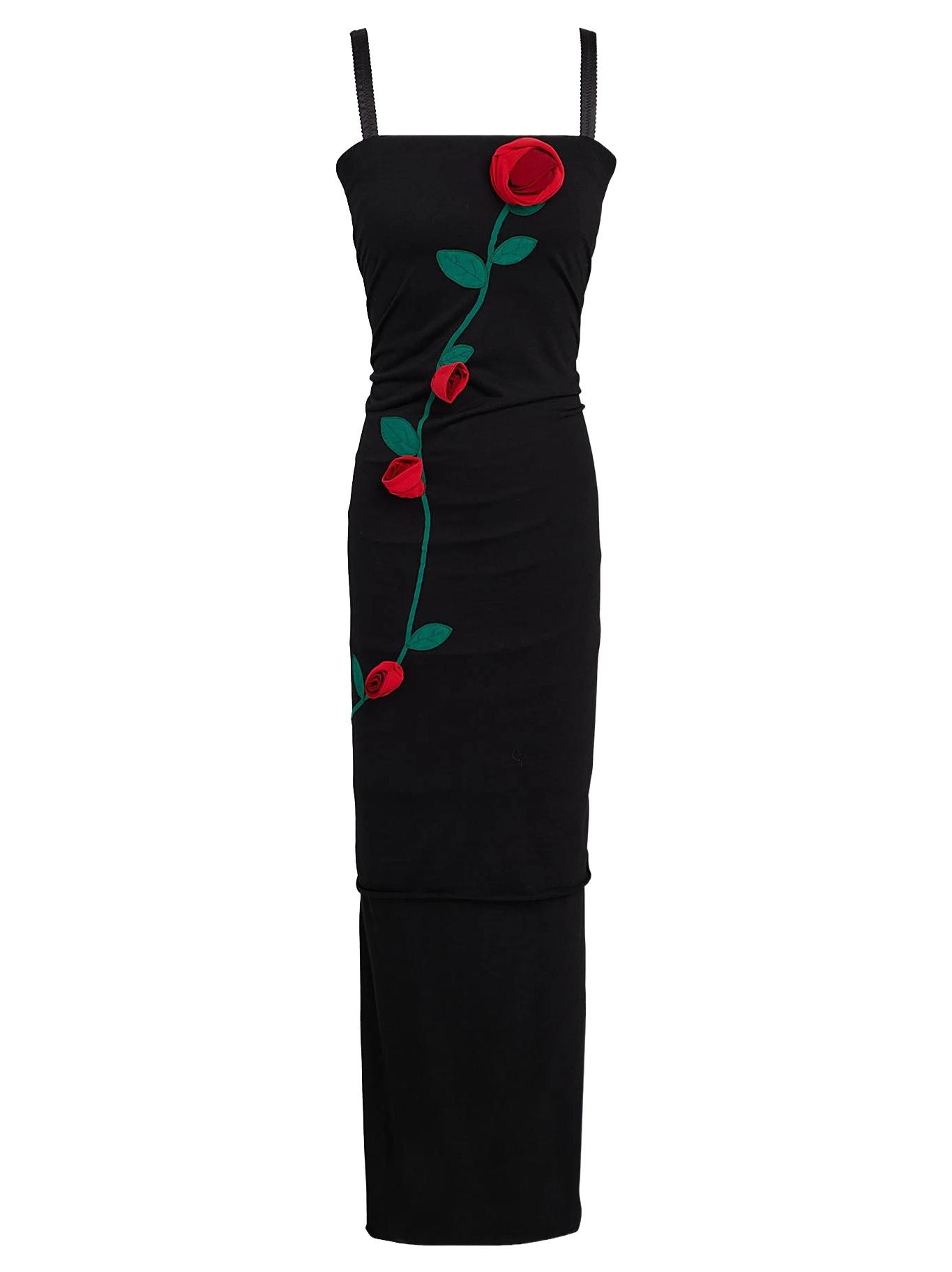 DOLCE & GABBANA Dolce & Gabbana Sleeveless Appliquéd Square Neck Dress