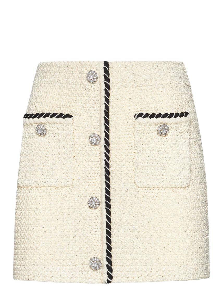 SELF-PORTRAIT Self-Portrait Braided-Trim Knitted Skirt
