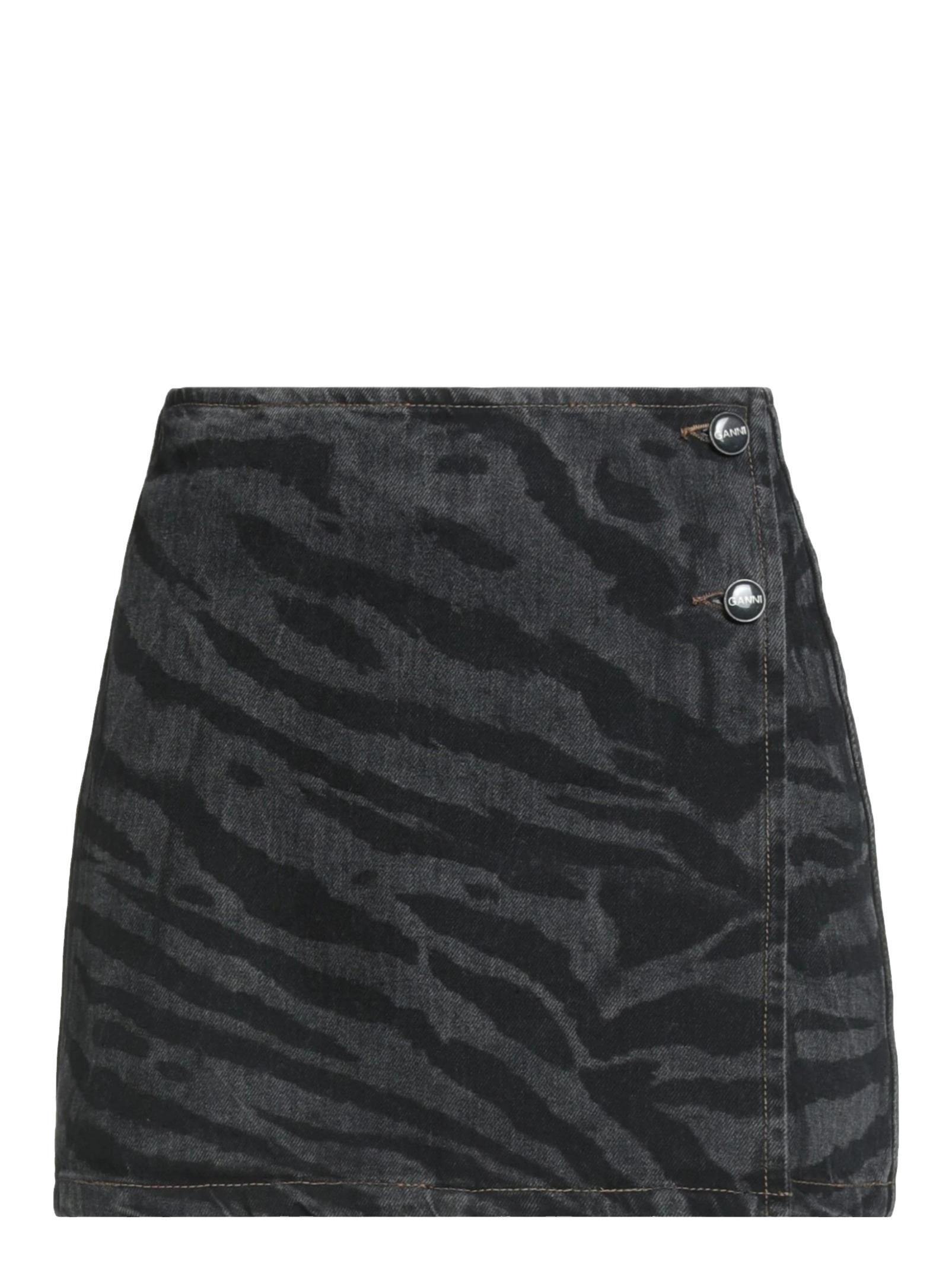 GANNI Ganni Zebra-Striped Denim Wrap Skirt