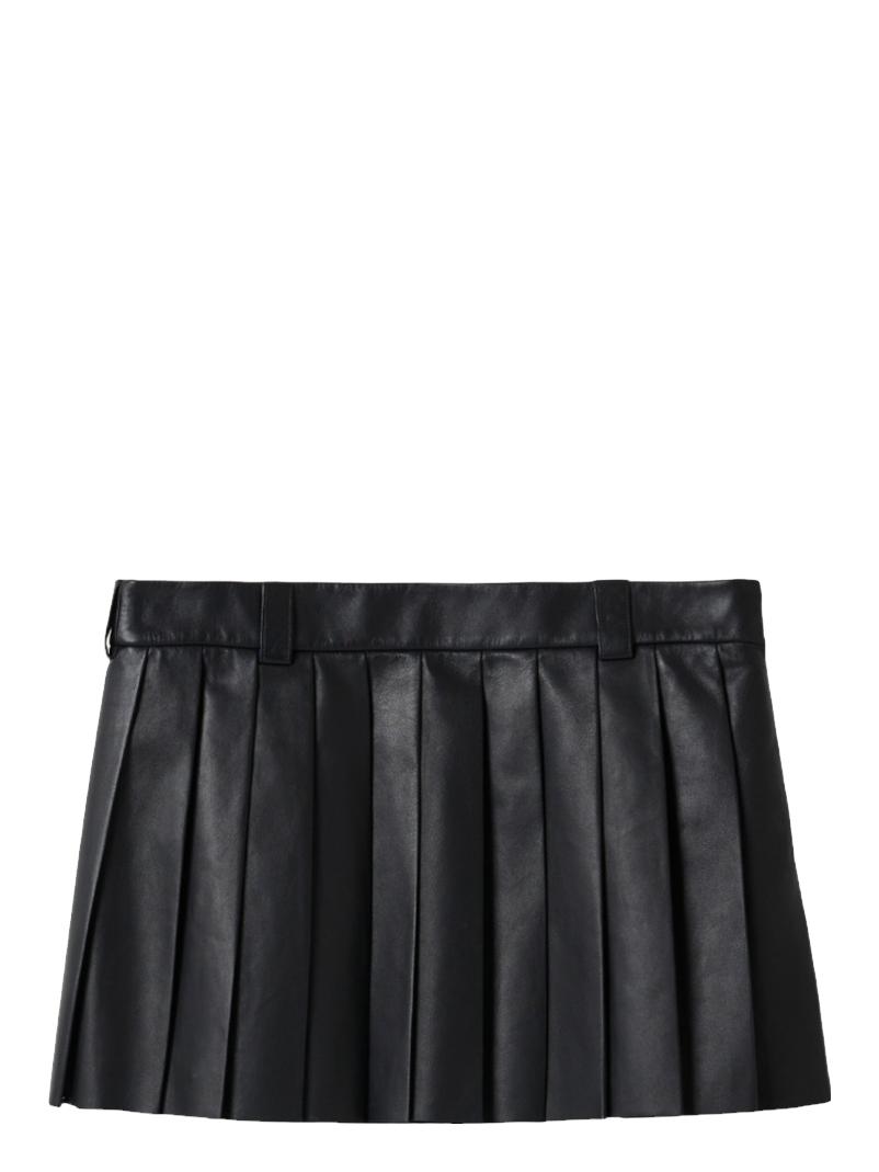 MIU MIU Miu Miu Nappa Leather Pleated Skirt
