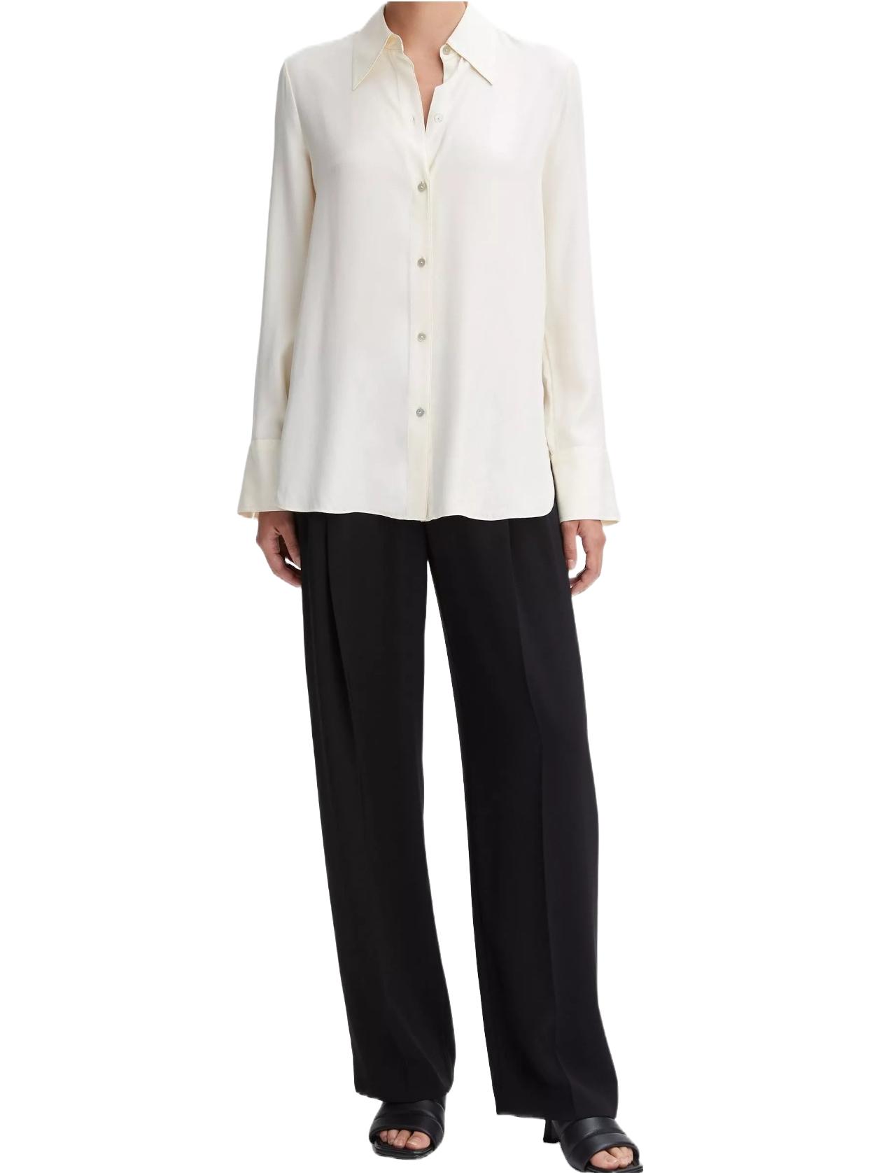 VINCE Vince Pointed-Collar Long-Sleeve Satin Shirt