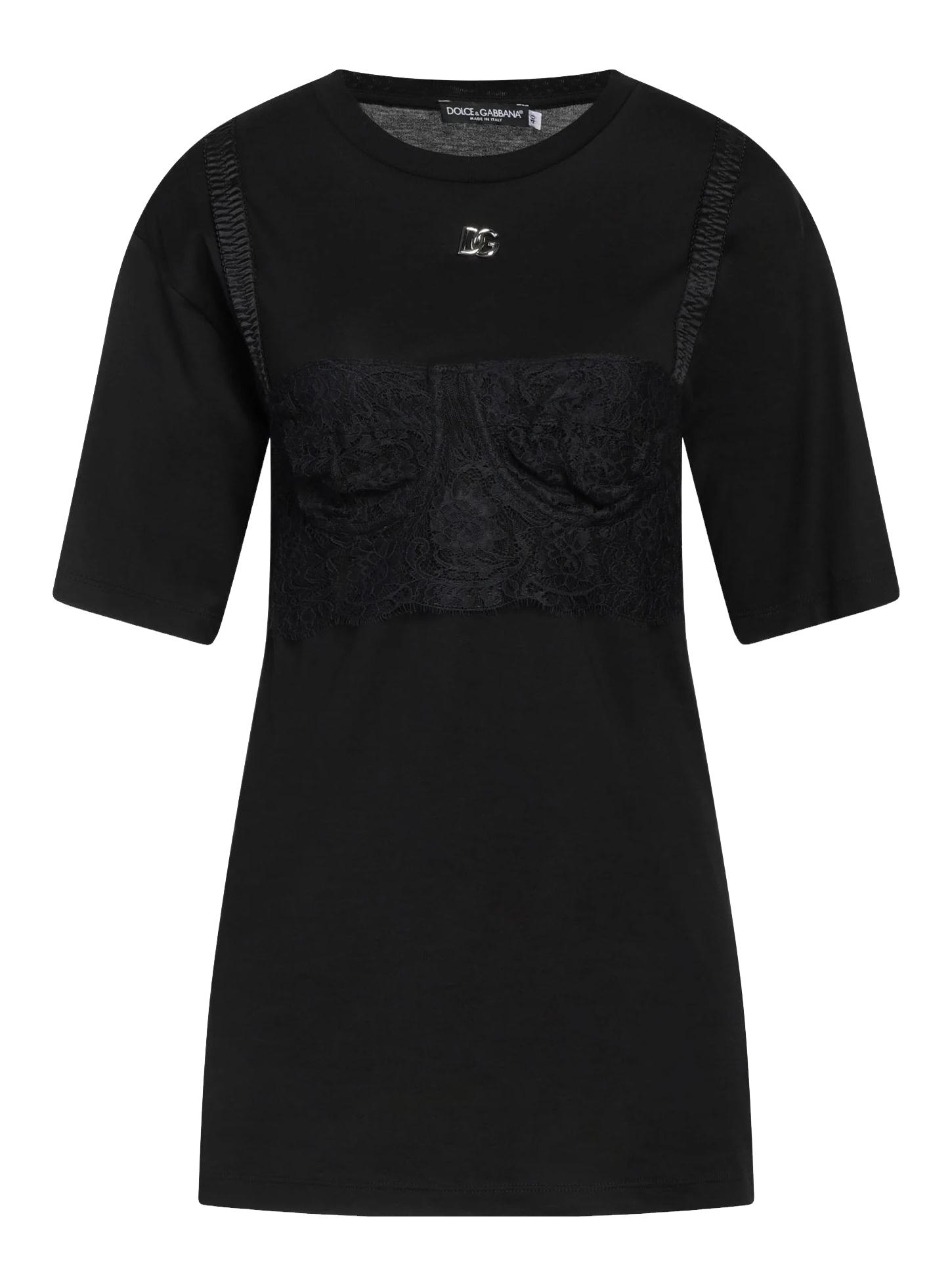 DOLCE & GABBANA Dolce & Gabbana Black Lace Trim T-Shirt