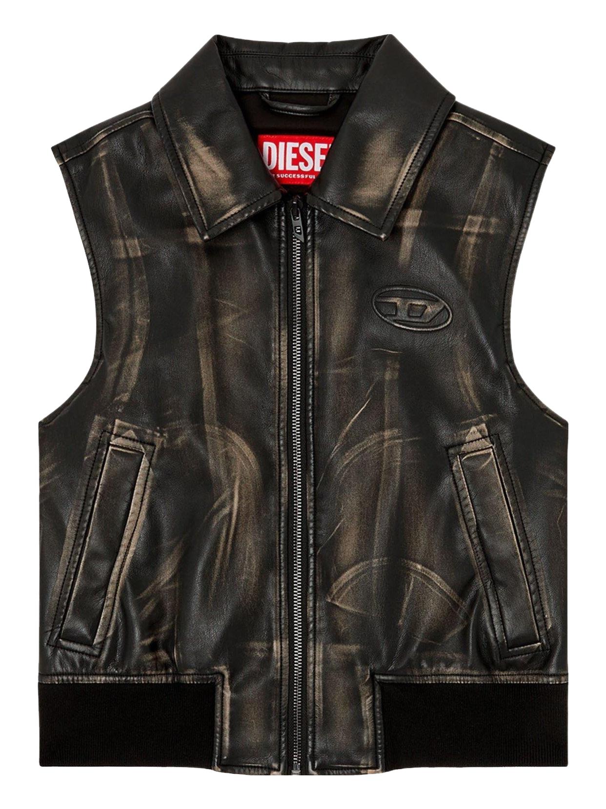DIESEL® Diesel O-Saka Mini Pleated Faux Leather Skirt