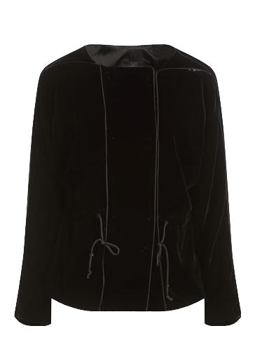 EMPORIO ARMANI Emporio Armani Black Velvet Jacket with Drawstring Waist