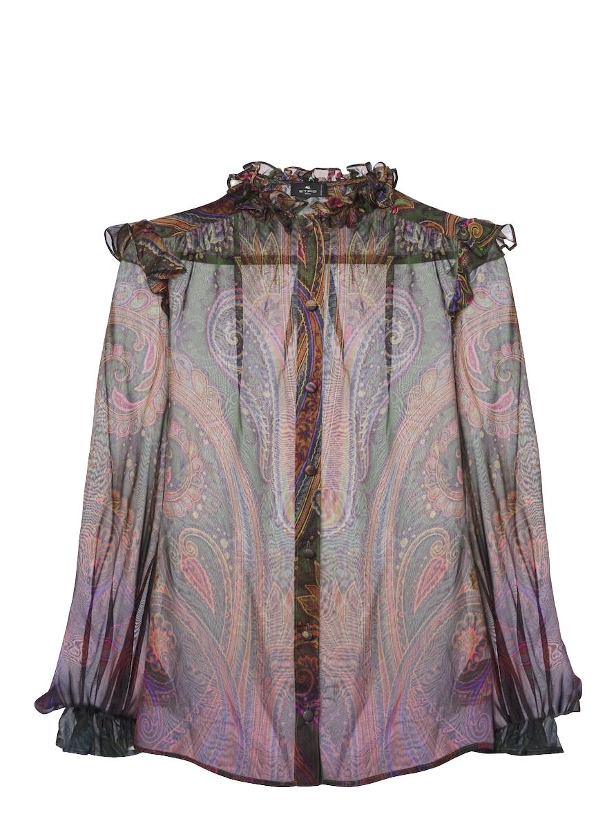 ETRO paisley ruffled silk chiffon shirt