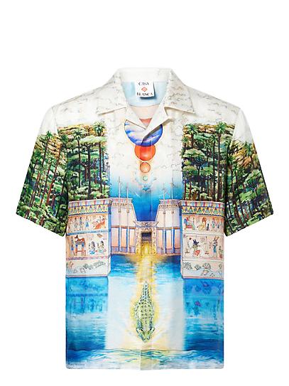 CASABLANCA tromp loeil printed silk shirt s
