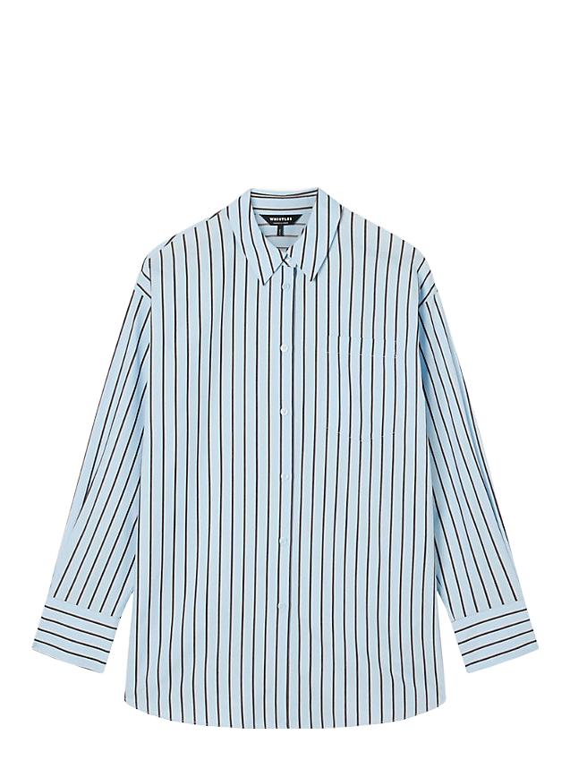 WHISTLES Whistles Striped Oversized Cotton-Blend Shirt