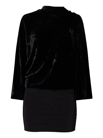 RICK OWENS Rick Owens Long-Sleeve Draped Velvet Silk-Blend Top