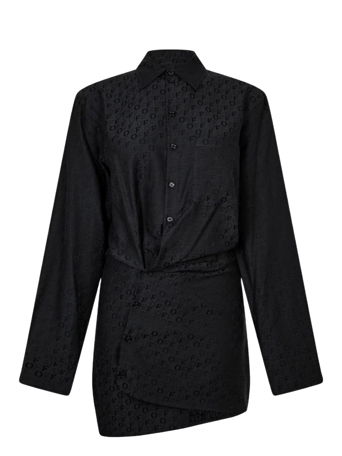 OFF-WHITE Off-White Mini Silk Shirt Dress with Knotted Front