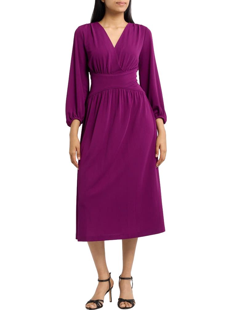 ANNE KLEIN Anne Klein Blouson Long Sleeve Fit & Flare Midi Dress
