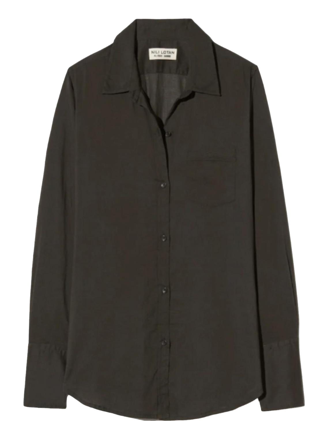 NILI LOTAN Nili Lotan Lapel Collar Shirt with Long Sleeves and Rounded Hem