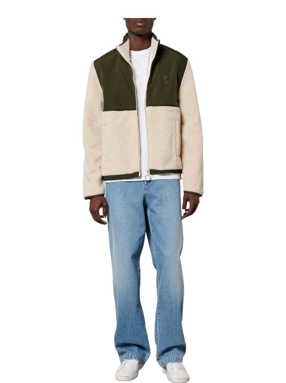 AMI Ami Paris Color-Block Stand Collar Fleece Jacket