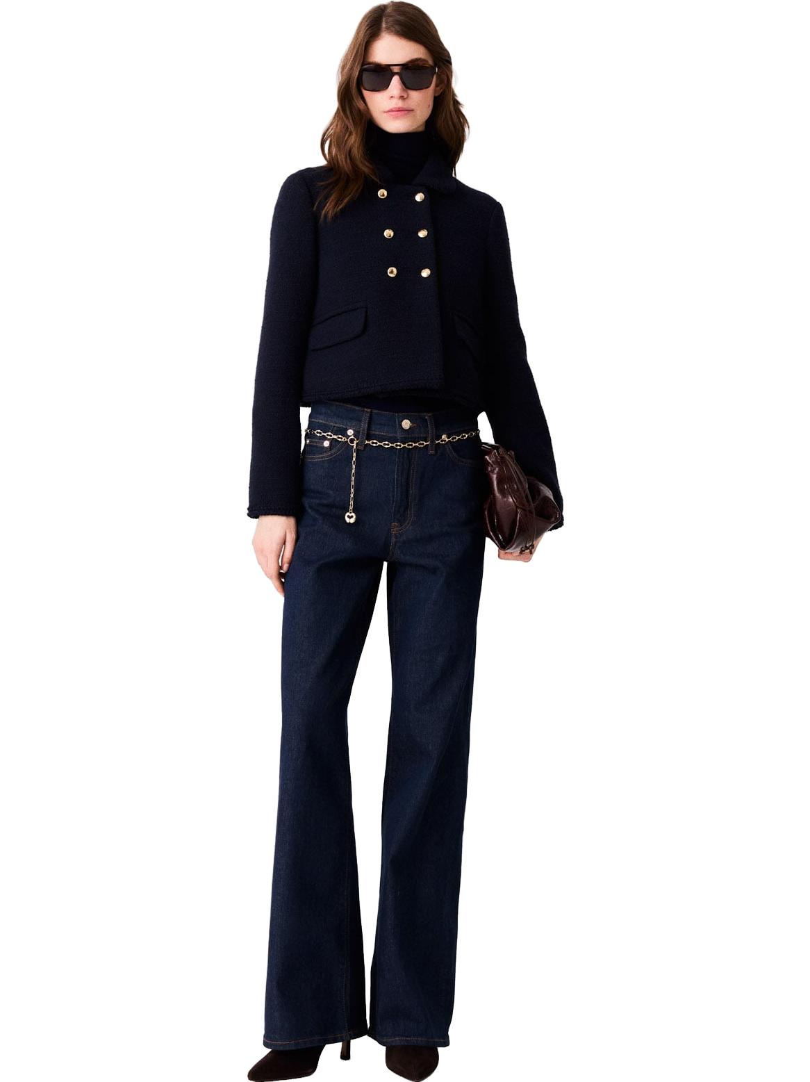 MAJE MAJE Cropped Double-Breasted Tweed Jacket