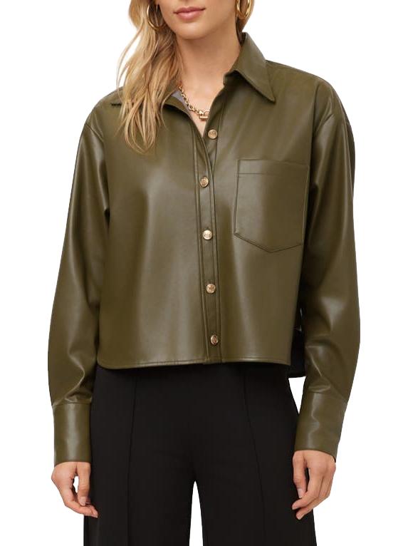 FIFTEEN TWENTY FIFTEEN TWENTY Faux Leather Button-Up Shirt