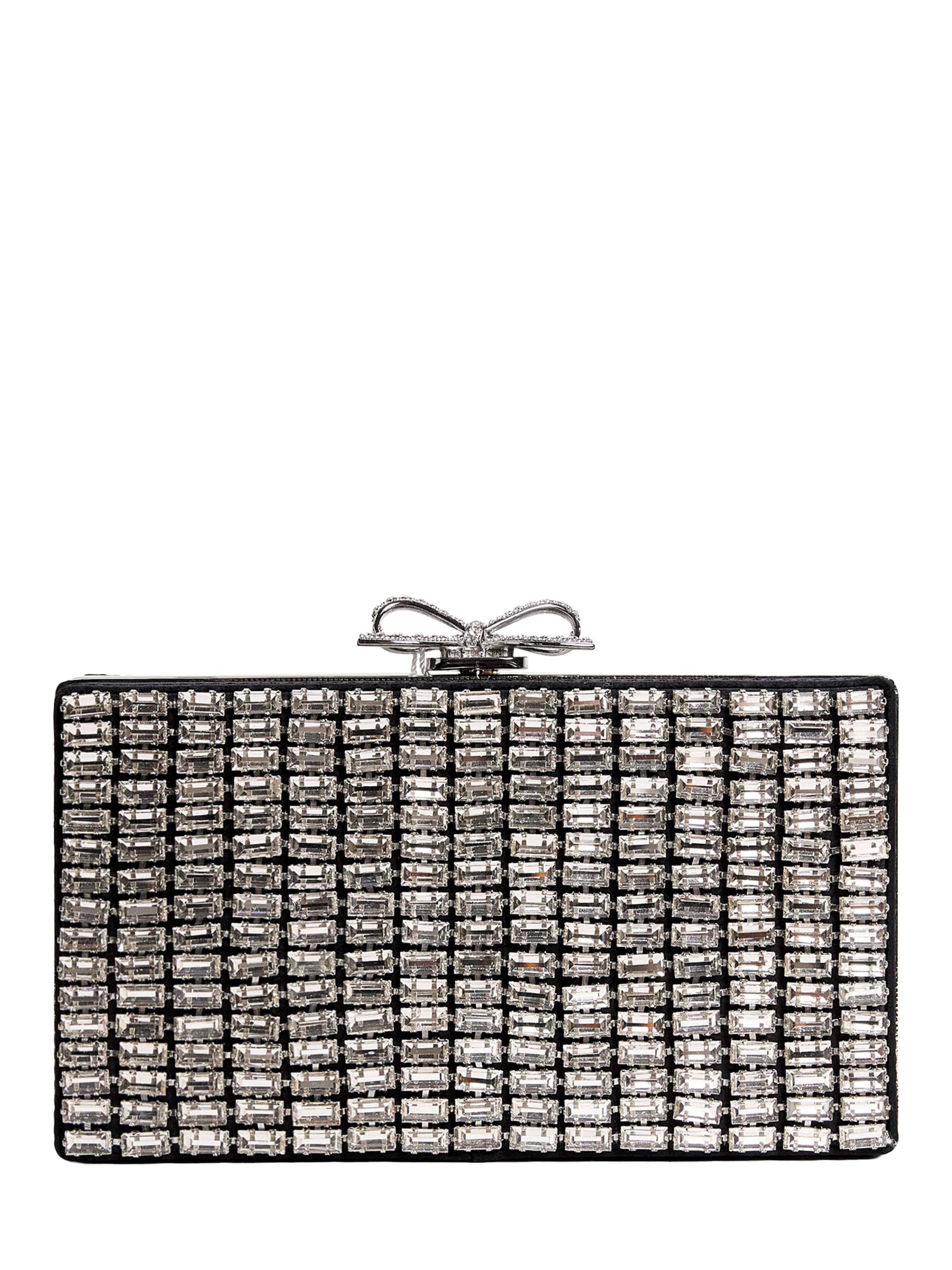SELF-PORTRAIT Crystal Chainmail Clutch Bag with Bow Detail