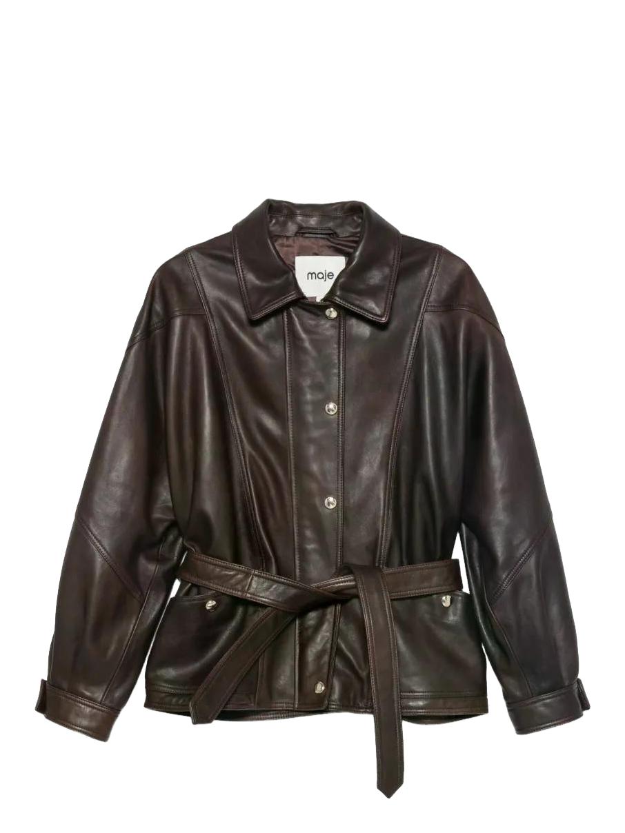 MAJE Maje Belted Leather Jacket
