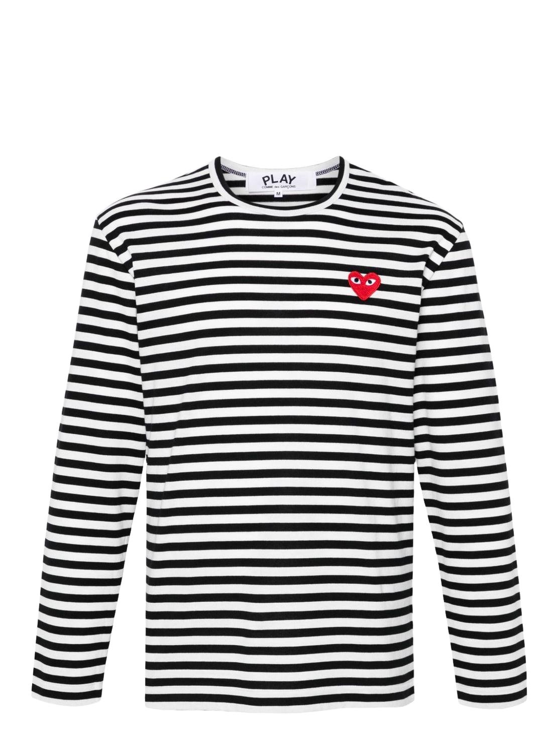 PLAY COMME DES GARCON COMME DES GARÇONS PLAY Red Heart Striped T-Shirt