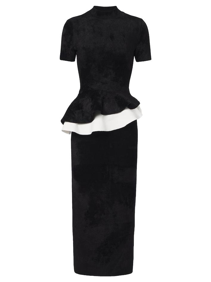 ROLAND MOURET Paneled Peplum Cocktail Dress