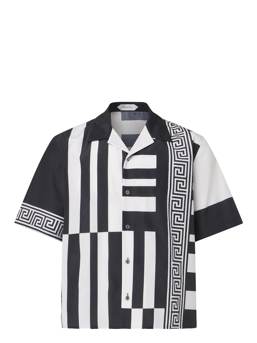 VERSACE printed cotton and silk bowling shirt