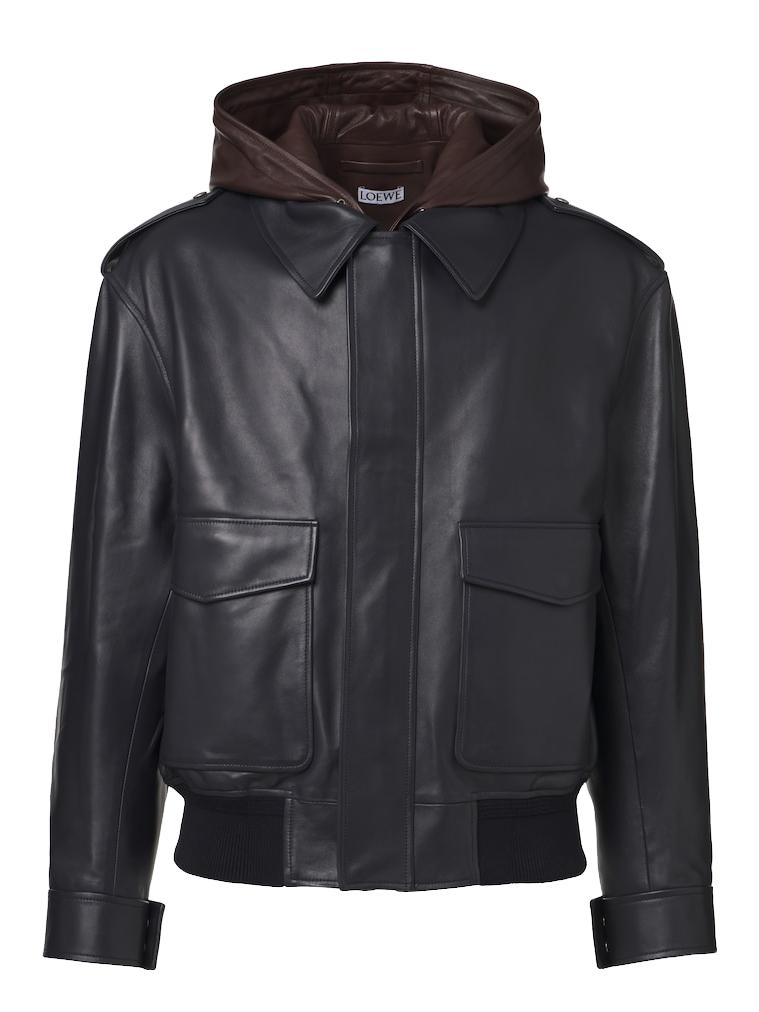 LOEWE hooded leather jacket