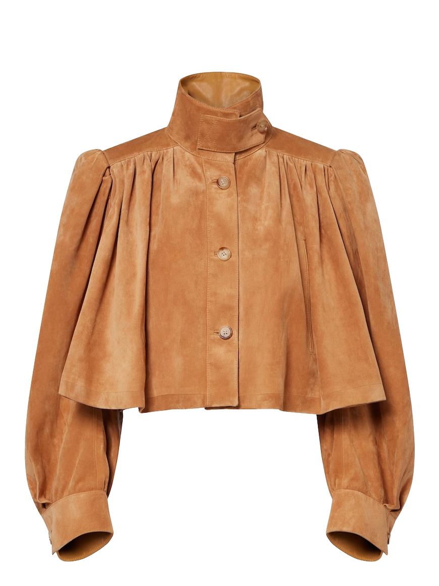 CHLOÉ chloé cropped gathered suede jacket