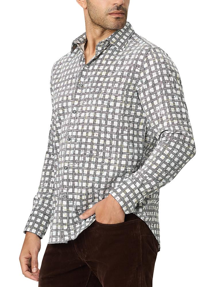 ROBERT GRAHAM sanger slim fit cotton blend check woven shirt