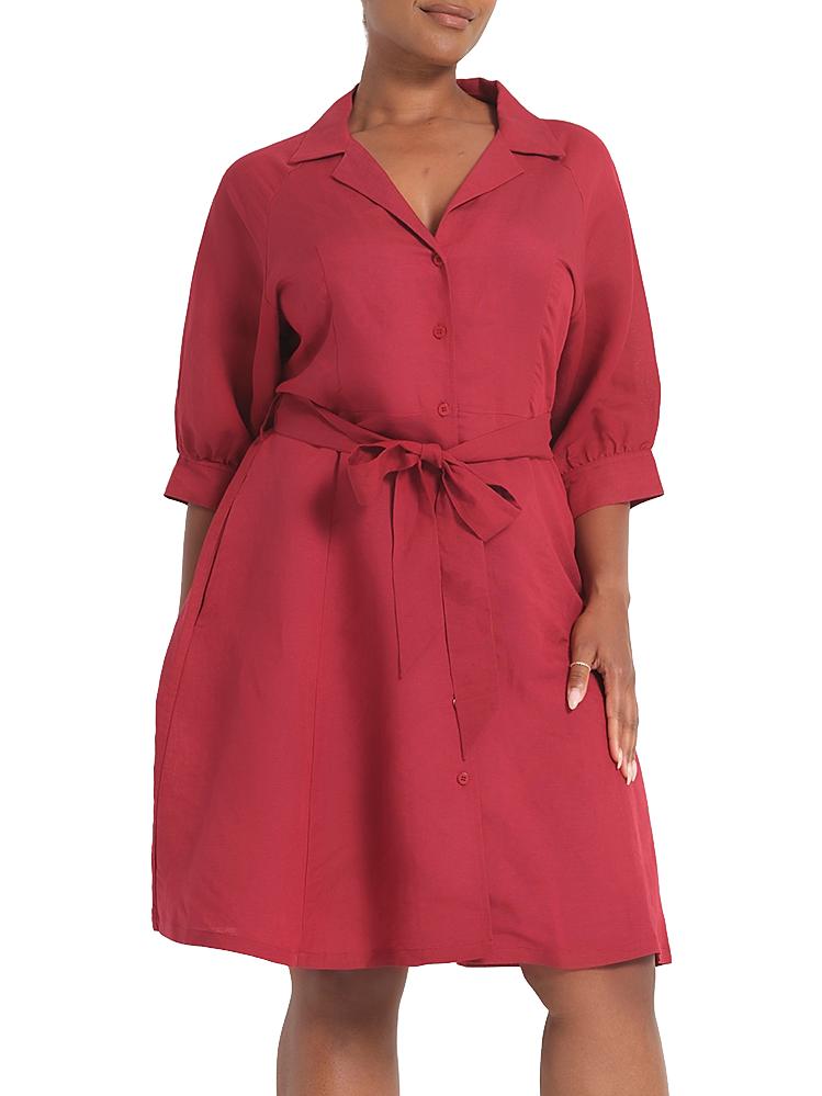 ESTELLE The Maribel Tie Waist Shirt Dress