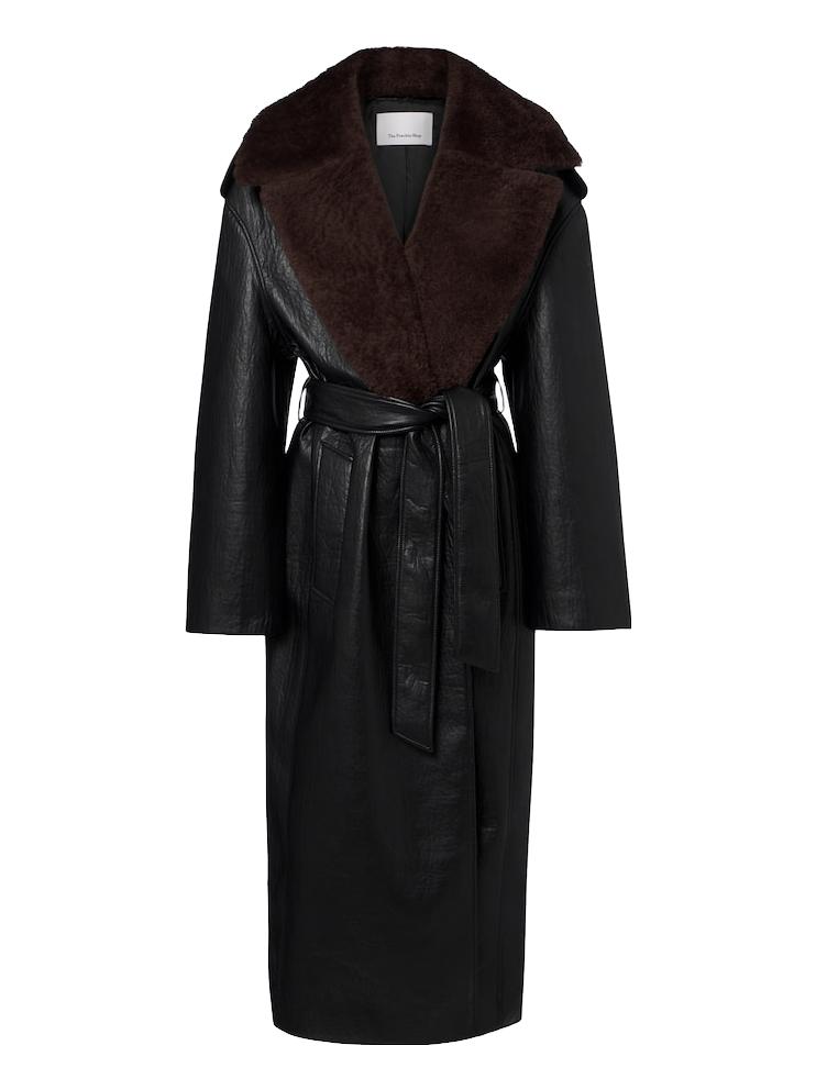 THE FRANKIE SHOP Edra Shearling-Trimmed Wrap Coat