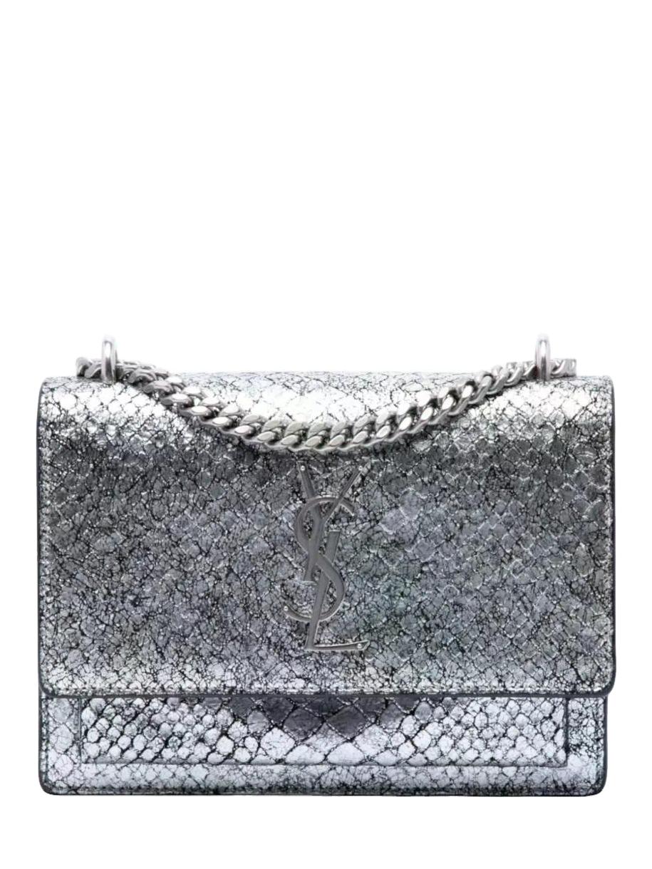 SAINT LAURENT Saint Laurent Medium Python Embossed Leather Monogram Sunset Crossbody Satchel