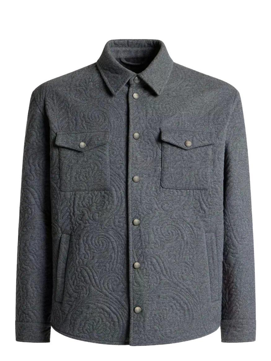 ETRO cotton-blend overshirt with quilt-effect paisley embroidery