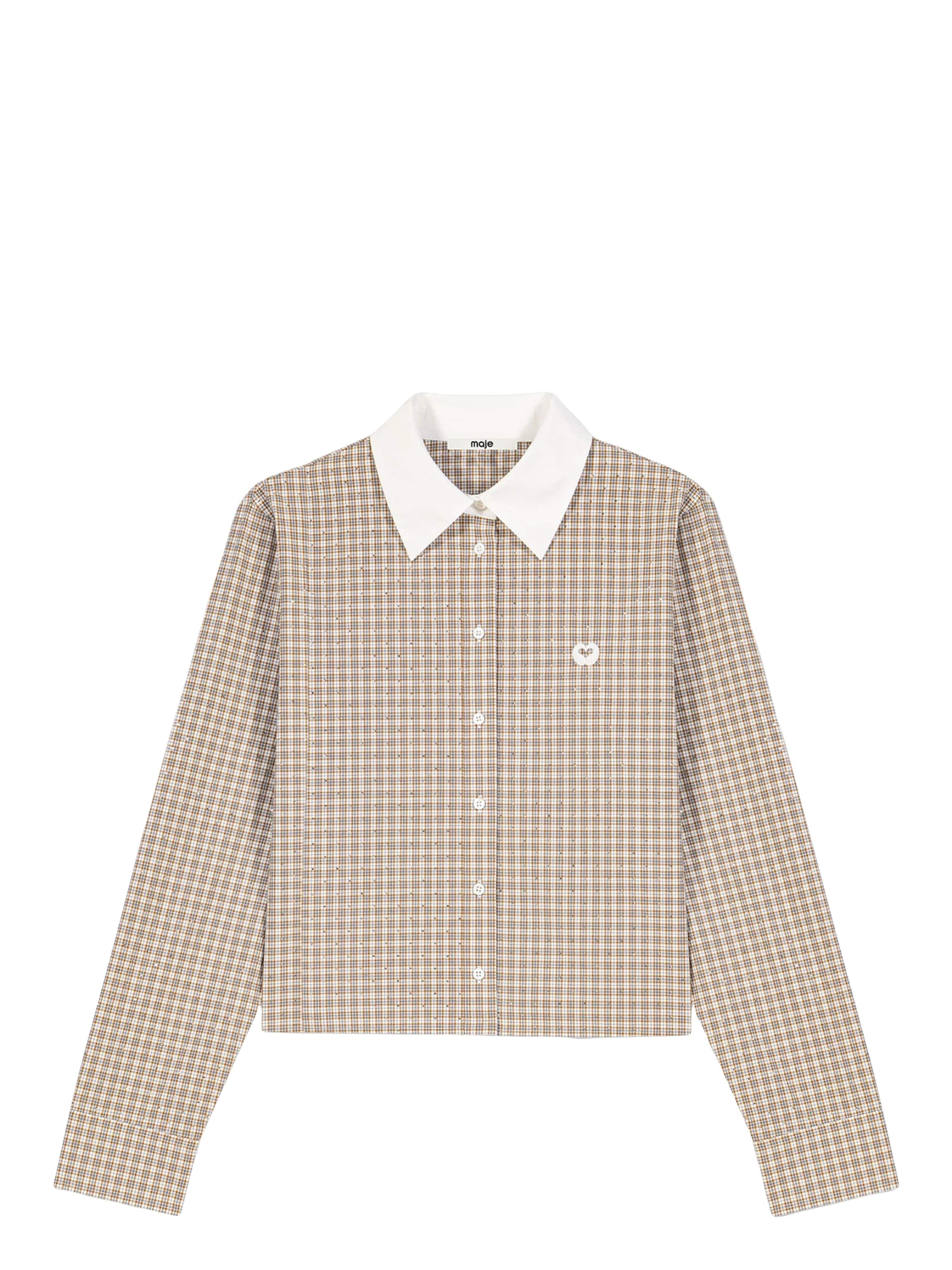MAJE Maje Cotton Check Shirt with Tie