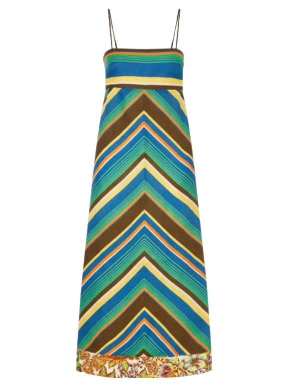 ALEMAIS Alemais Striped Floral-Print Linen Midi Dress
