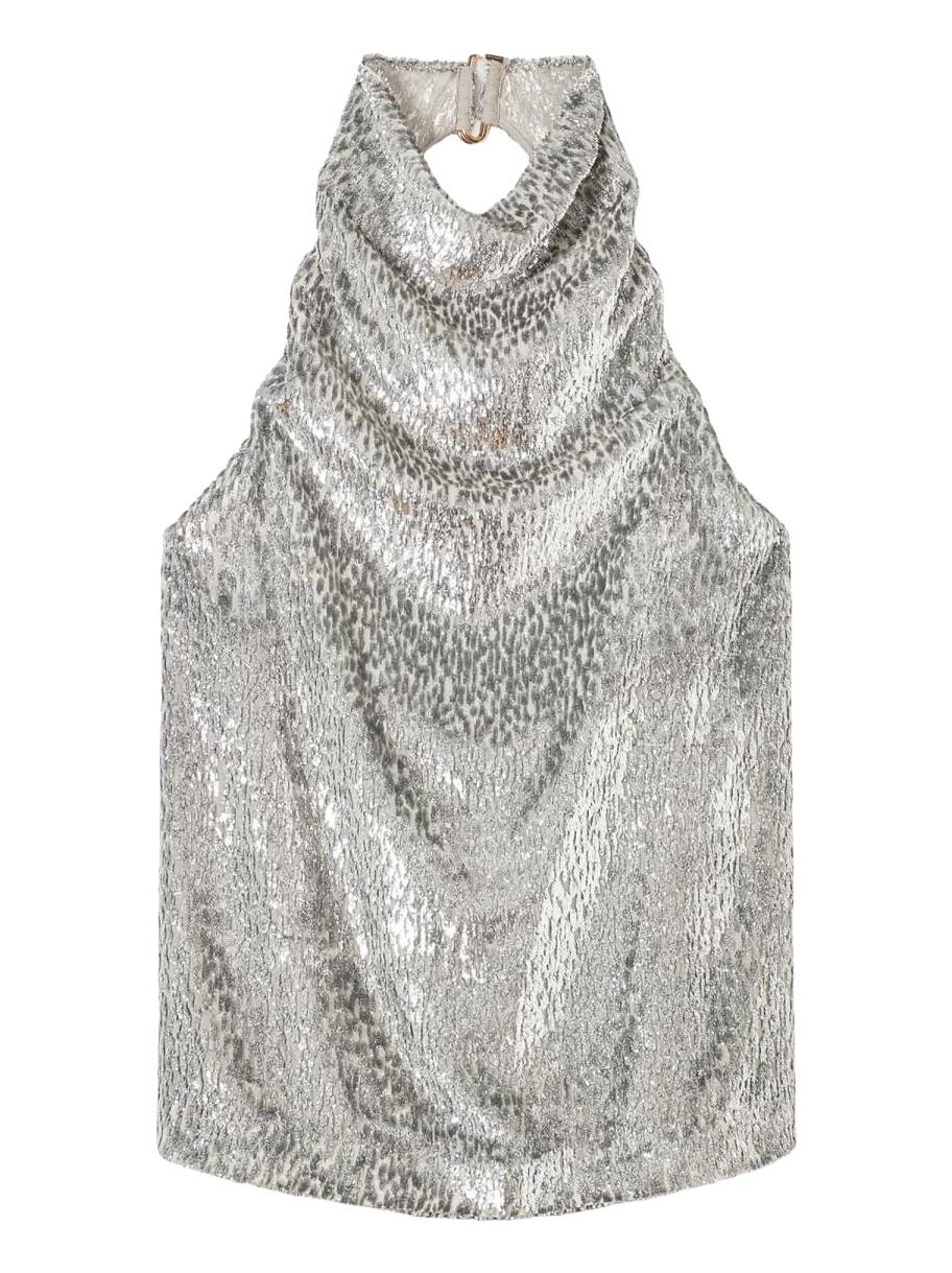 GIORGIO ARMANI Draped Blouse with Lurex and Crystal Embroidery
