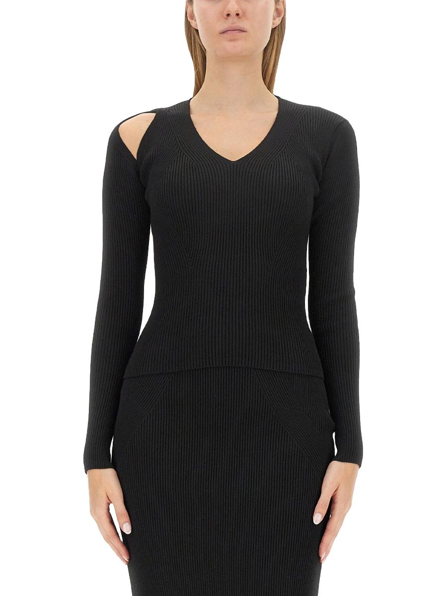 ALEXANDER MCQUEEN Ribbed Wool Blend Pencil Skirt