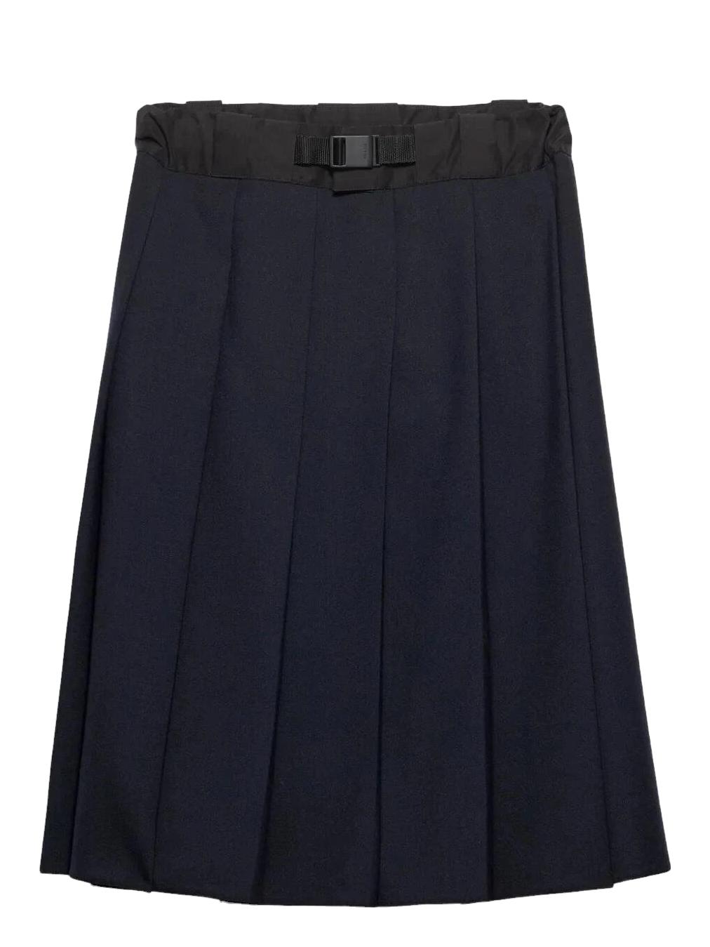 PRADA PRADA Wool Pleated Midi Skirt