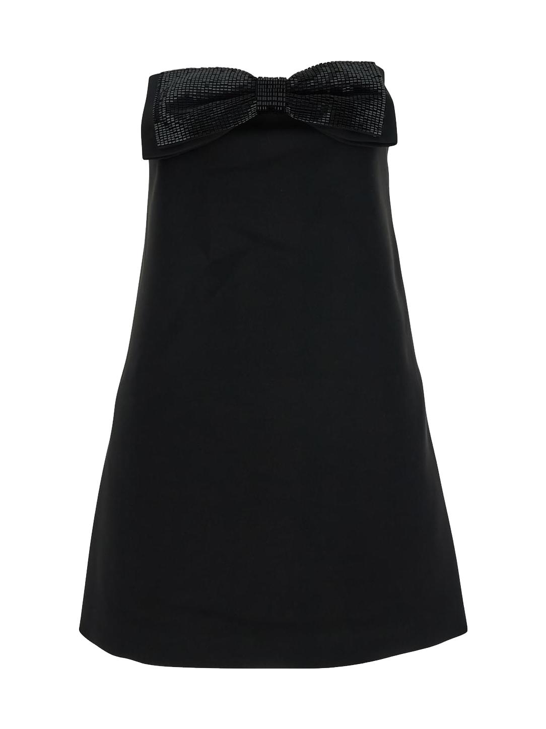 SELF-PORTRAIT Sleepless Mini Dress with Bandeau and Beaded Oversize Bow