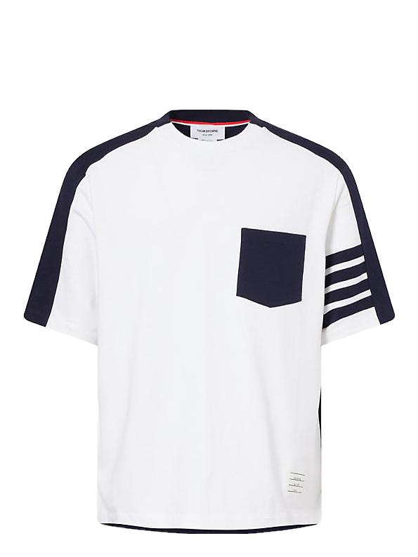 THOM BROWNE contrast-panel oversized cotton t-shirt 40