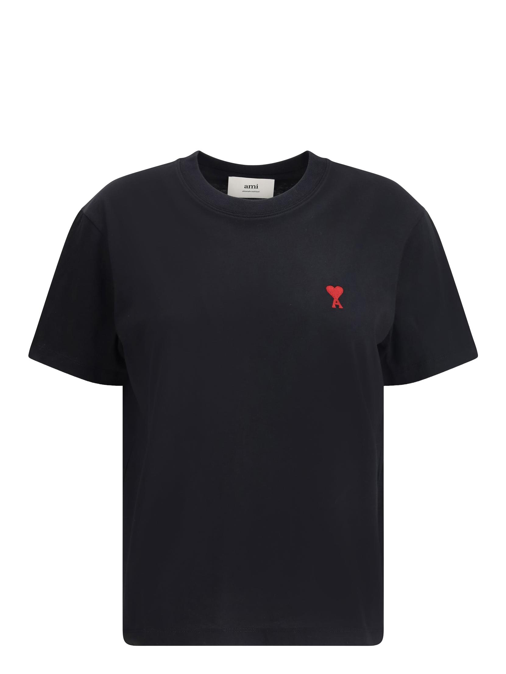 AMI Organic Cotton T-Shirt with Ami de Coeur Embroidery
