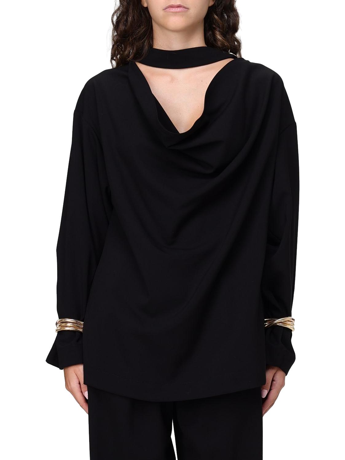 SIMONA CORSELLINI Simona Corsellini Draped Satin Blouse with Ring Detail