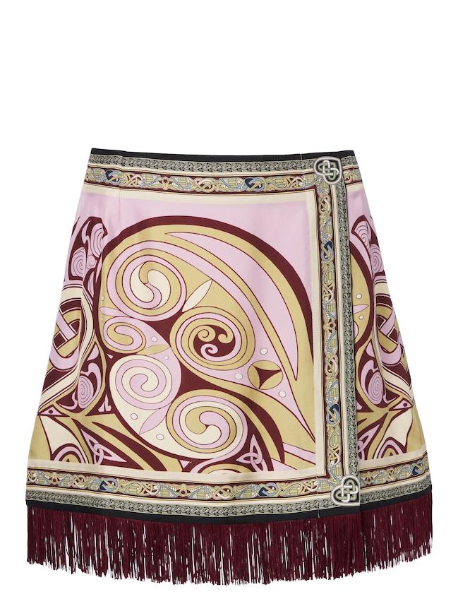 LA DOUBLEJ La DoubleJ Kells Fringed Silk Twill Miniskirt