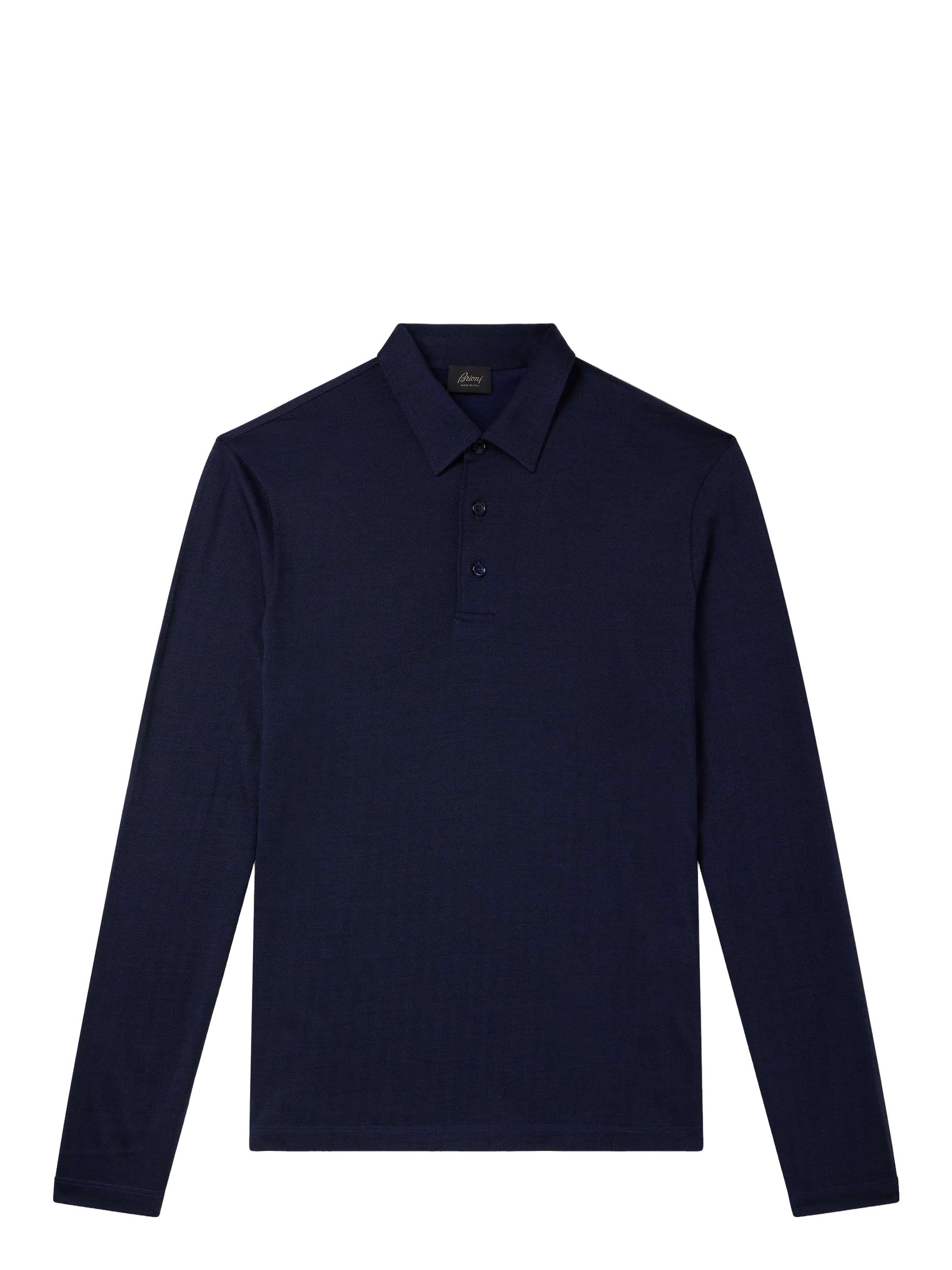 BRIONI Wool and Silk-Blend Polo Shirt